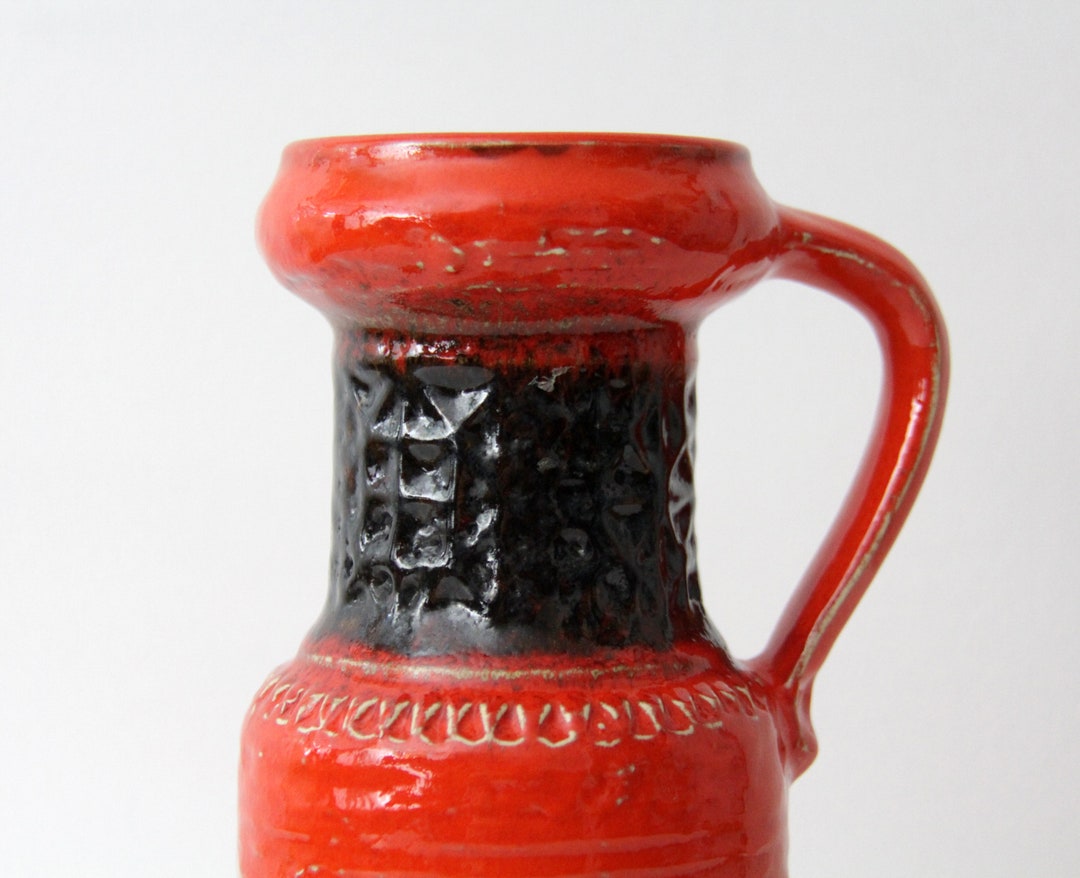 Vintage Vase // West German Jasba Pottery // Red Fat Lava Vase - Etsy