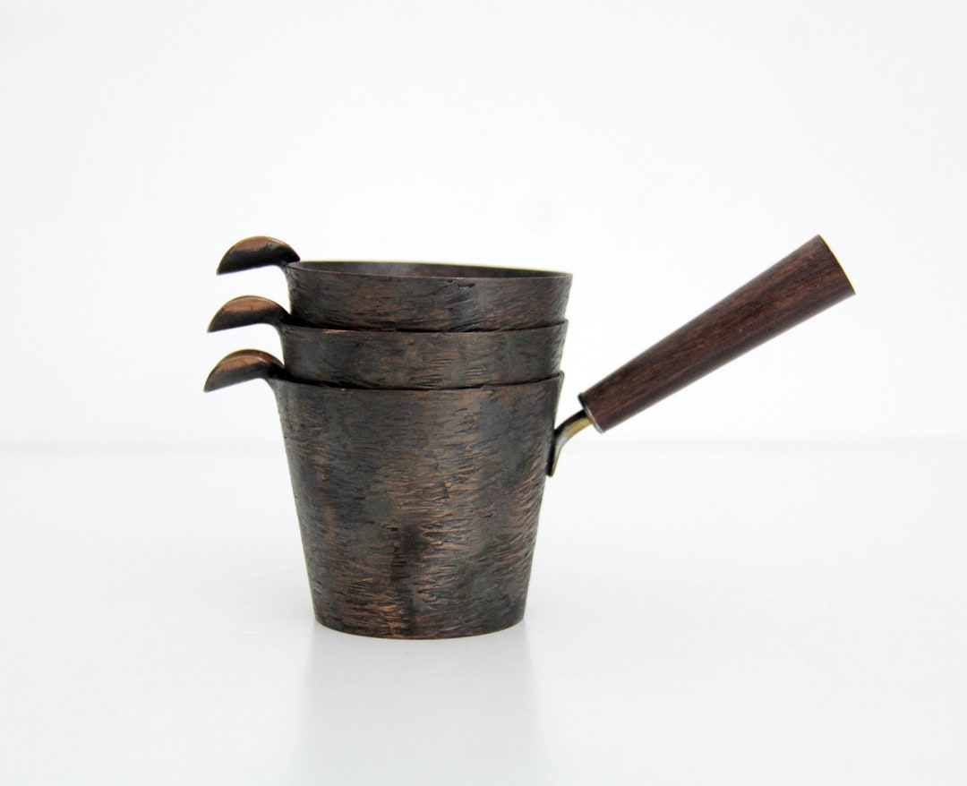 Rare Vintage Schaefer Handarbeit Copper & Rosewood Stacking Ashtrays ...