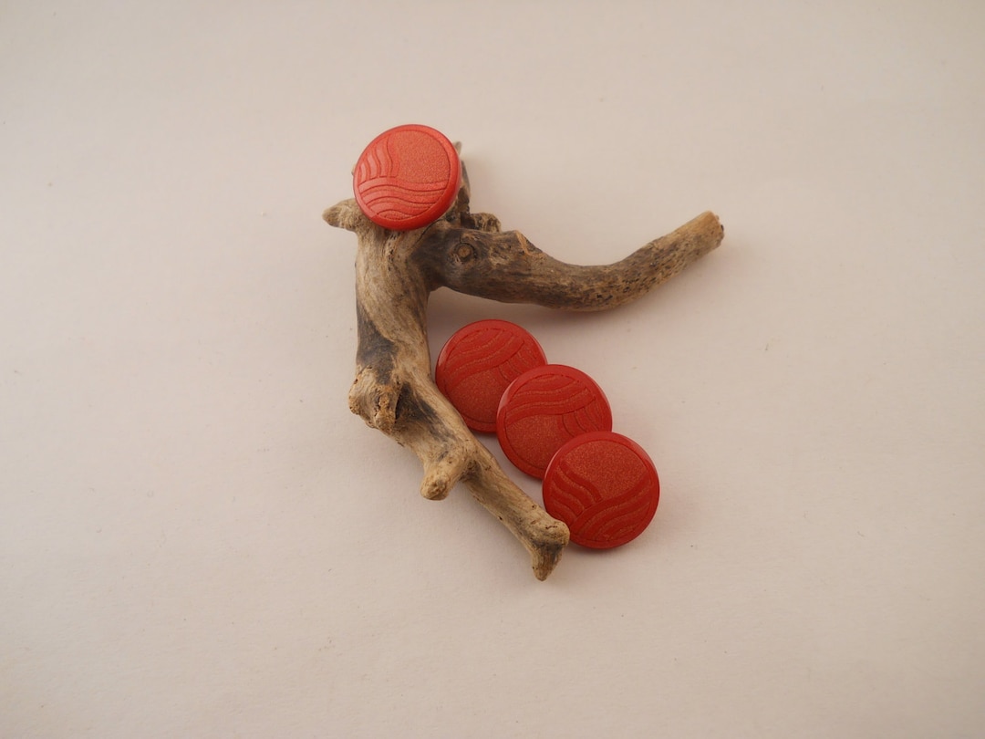 BUTTON SETS: Red "wave" Buttons. Wave Design on Top. Shank Style 3/4 ...