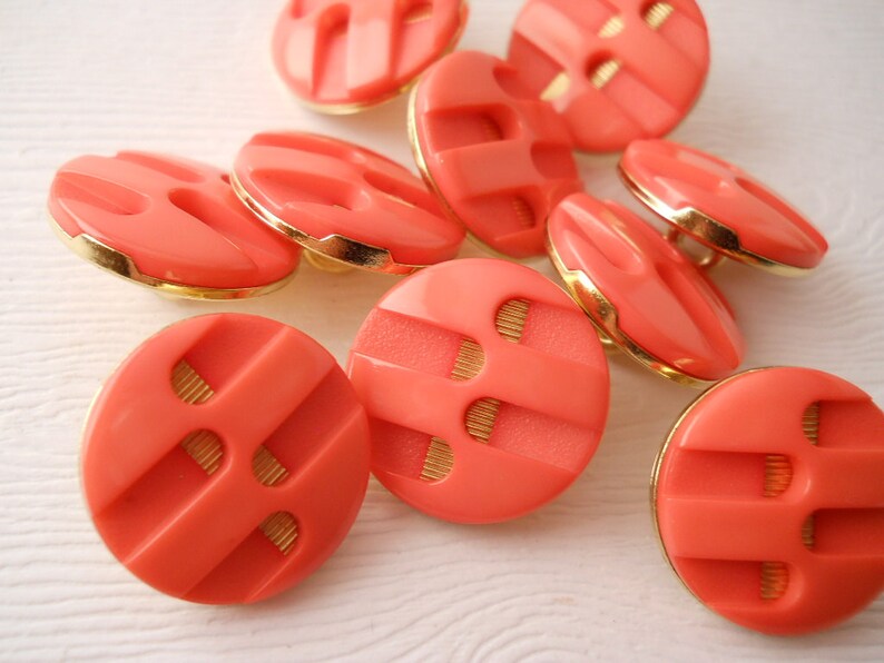 BUTTON SETS: Dark Salmon Colored Buttons With a Gold Accent. 3/4 Inch ...