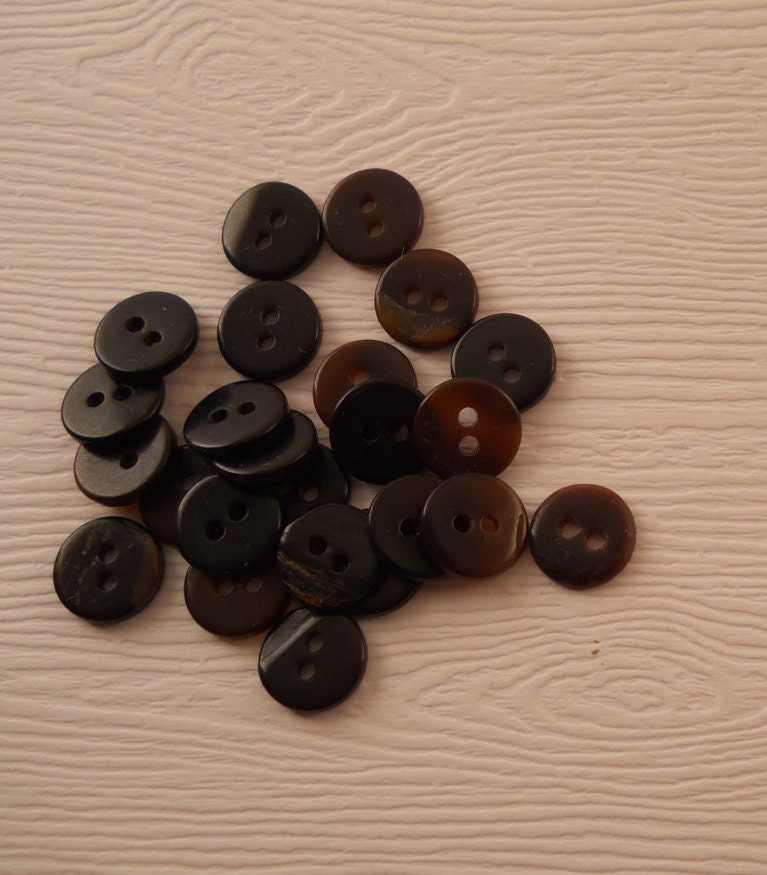 BUTTONS: Very Small Shell Buttons Dark Brown Doll Buttons - Etsy