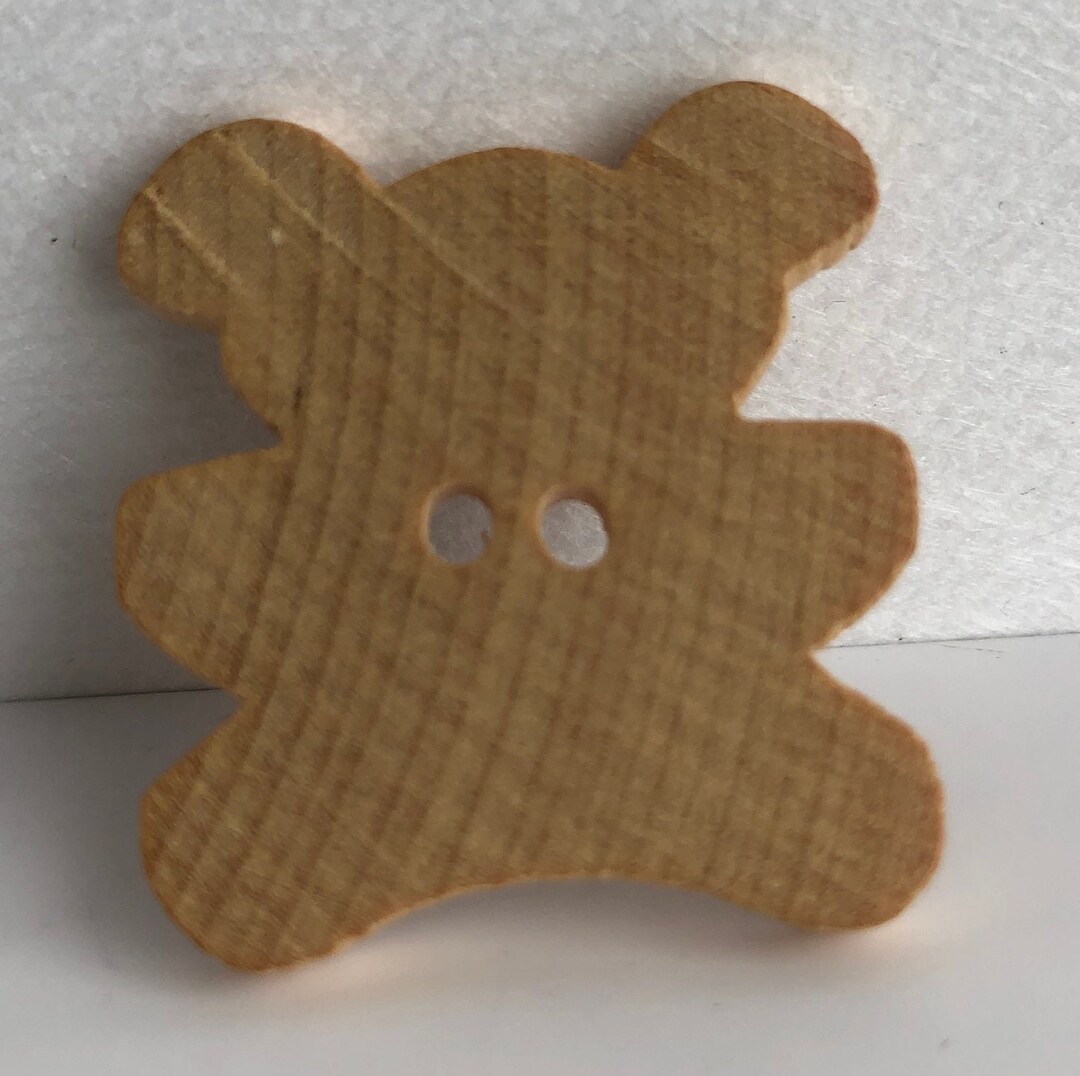 BUTTON SET: Teddy Bear Buttons, Wooden, 1 1/8" X 1 1/8" , Set of 9 ...