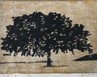 Tree Woodblock Print | Etsy