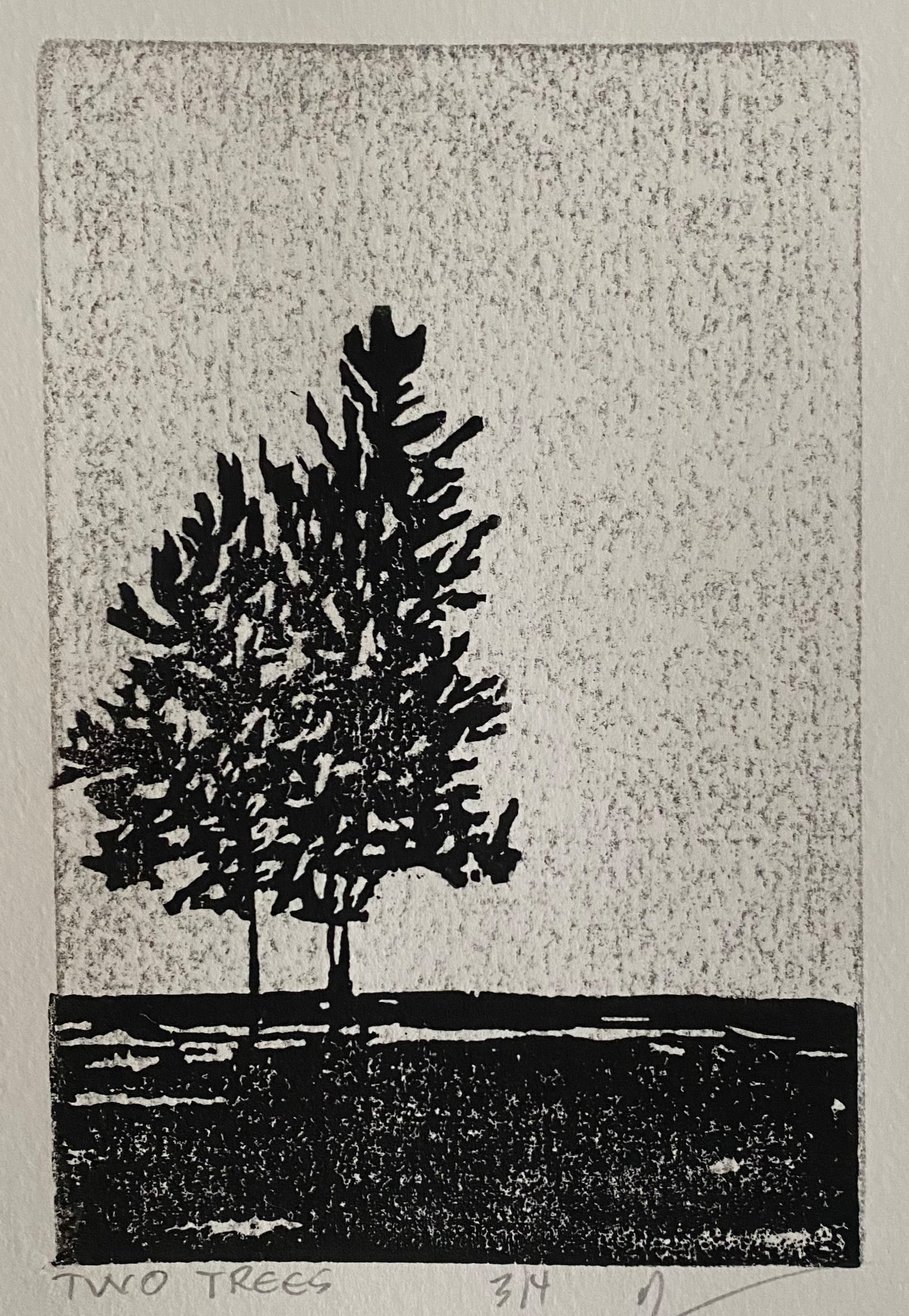 Two Trees Woodblock Print - Etsy