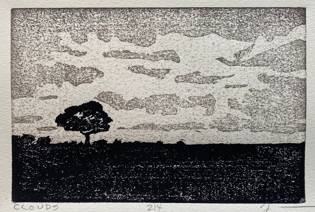 Clouds Woodblock Print - Etsy