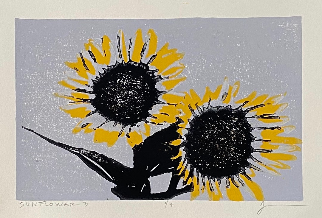 Sunflowers 3 - Original Handprinted Woodblock Print - Etsy
