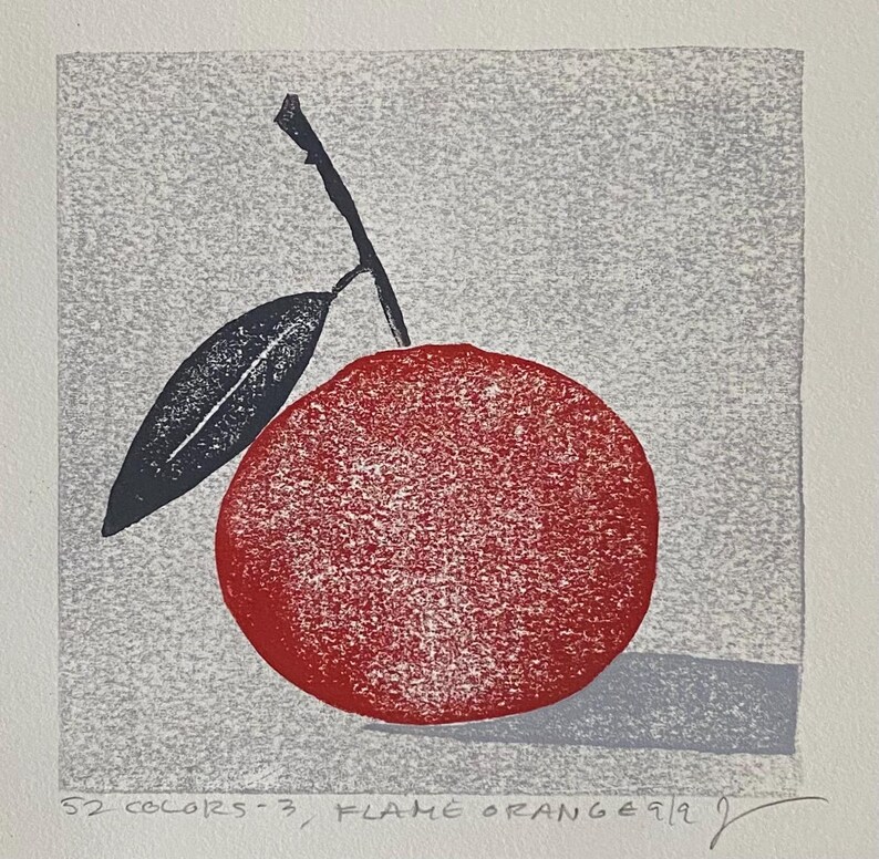 52 Colors 3, Flame Orange Original Handprinted Woodblock Print - Etsy