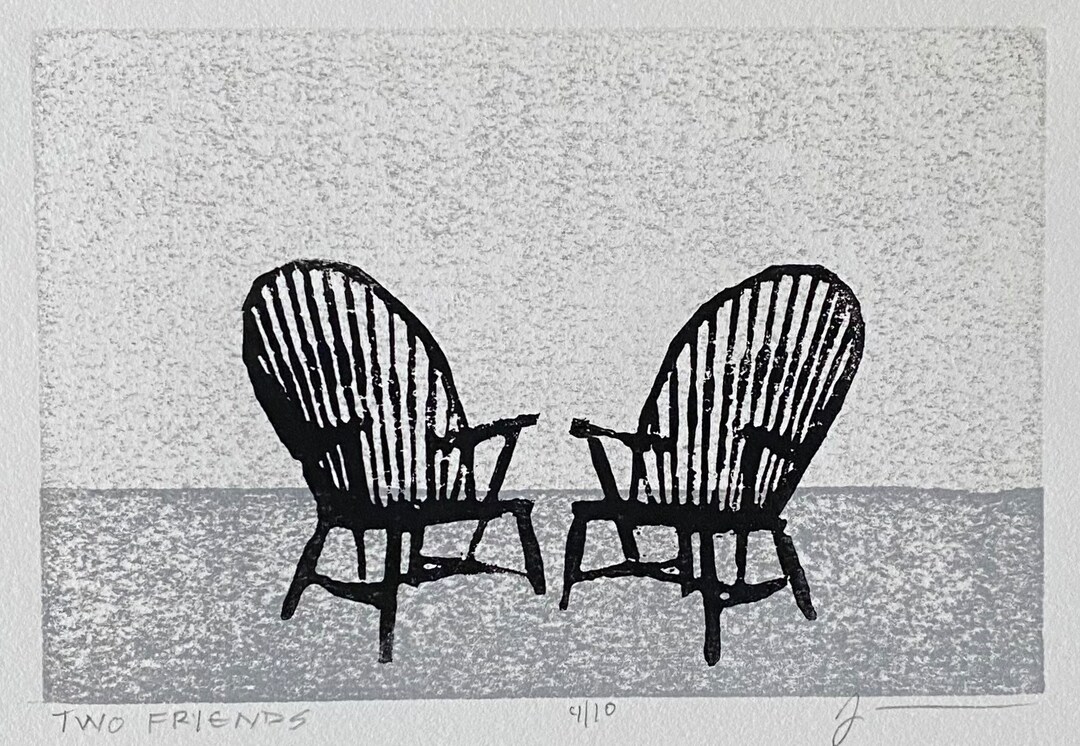 Two Friends Original Handprinted Woodblock Print - Etsy