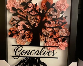 Personalized 6x14 Shadow Box With Paper Flowers - Etsy