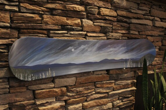 Items similar to Painted Snowboard, Lake Tahoe Landscape - Original ...