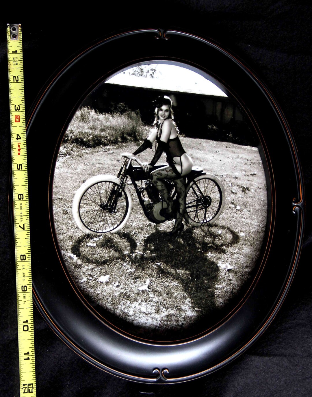 Framed 8x10 Inch Oval Print of a 1913 Jefferson Motorcycle and Lovely ...