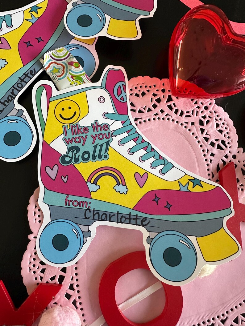 Valentine Printable, Printable Roller Skate Valentine, Roller Skate ...