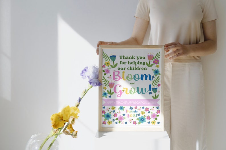 Teacher Appreciation Bloom and Grow Printable, Teacher Appreciation ...