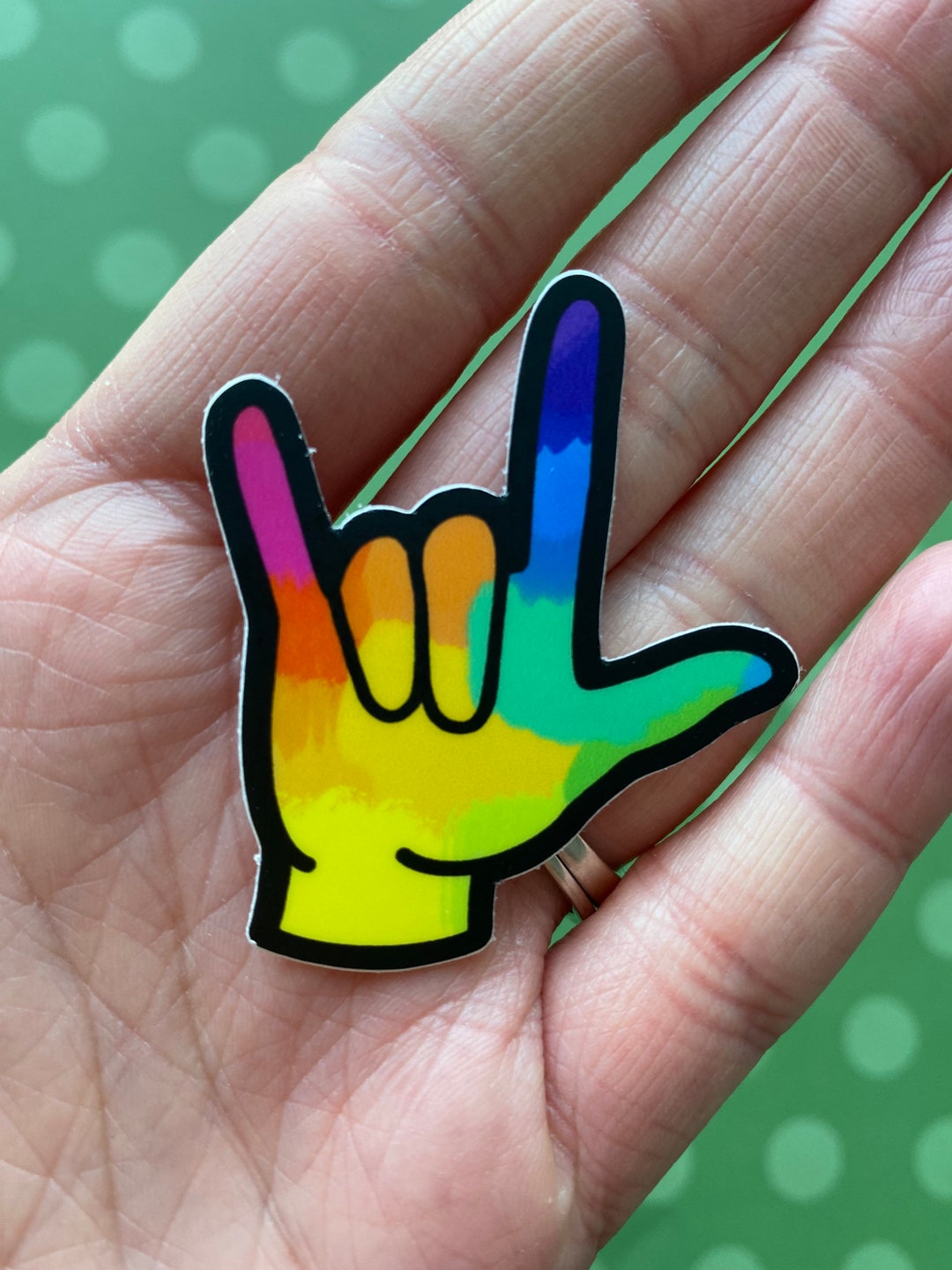 Sign Language I Love You Sticker, ASL Love Sticker, Rainbow I Love You ...