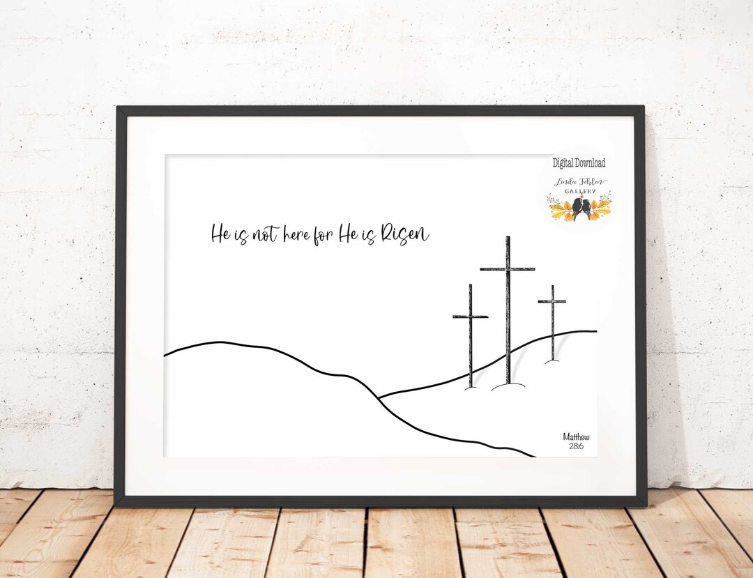 He is Risen Minimalist Art, Easter Digital Download, Matthew 28:6 Wall ...
