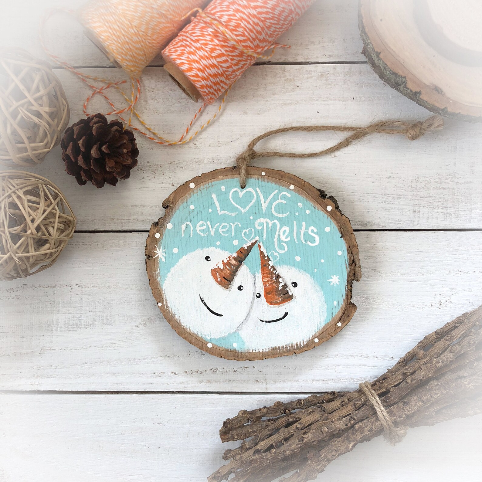 Love Never Melts Christmas Gift for Couple, Large Snowman Ornament ...