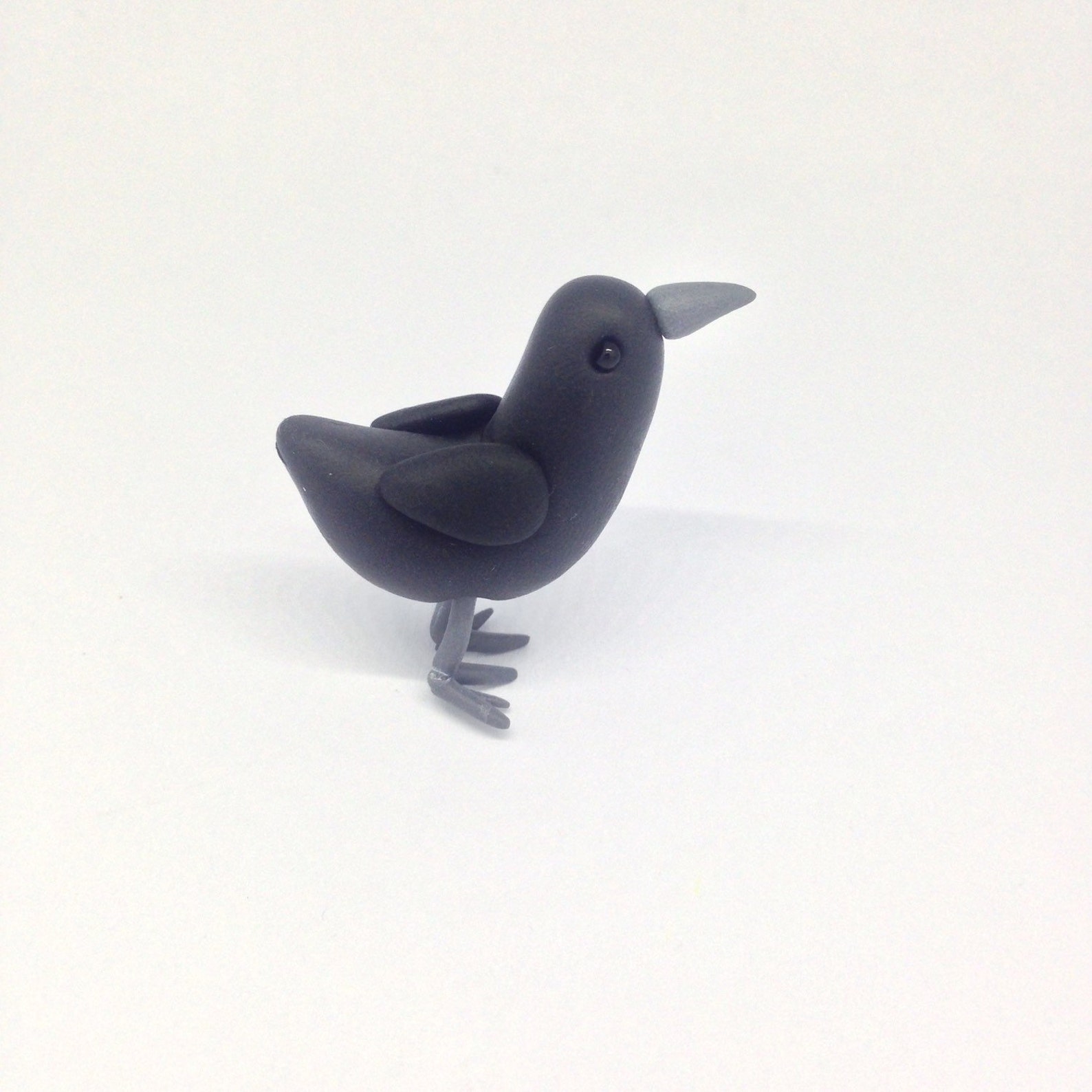 Kawaii Black Crow With Gems Clay Fimo - Figurine Kawaii Style Bird With ...