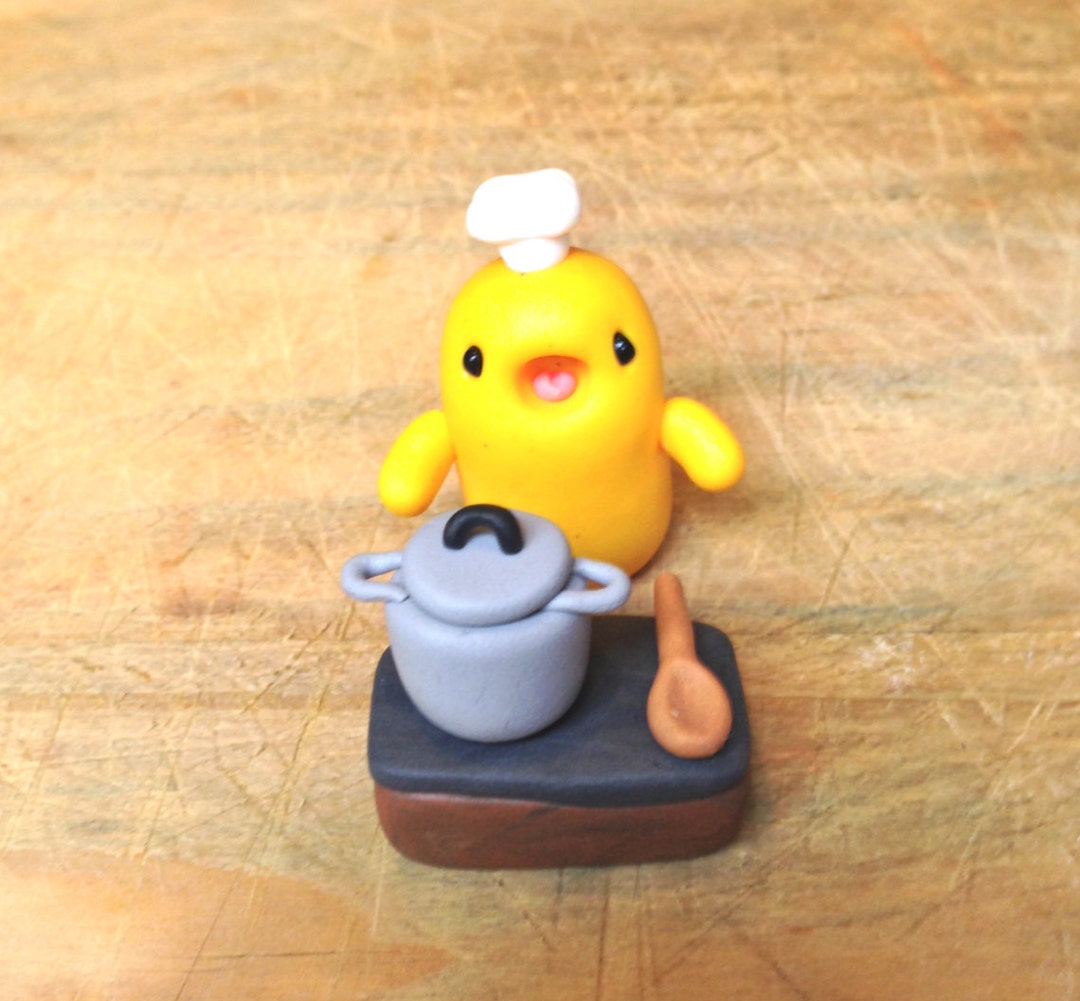 Miniature , Cute Little Kitchen Chef Polymer Clay Fimo - Figurine ...