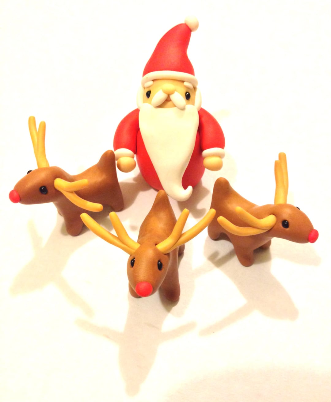 Miniature Santa Claus With 3 Moose - Cute Christmas Figurines in Kawaii ...