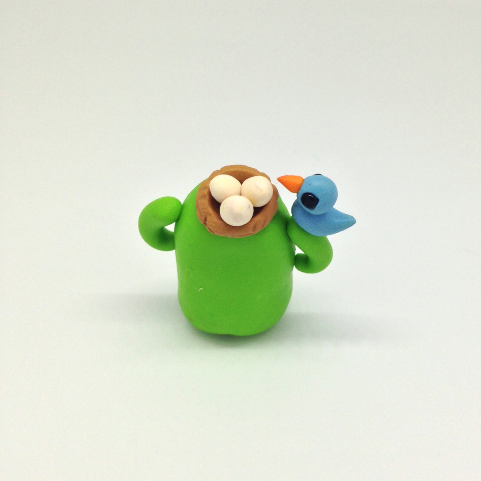 Miniature Cute Little Green Creature With a Bird's Nest - Etsy Israel