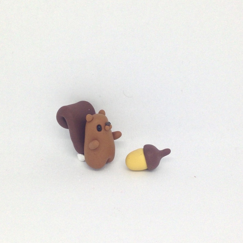 Miniature Squirrel and Acorn Cute Little Polymer Clay - Etsy Norway