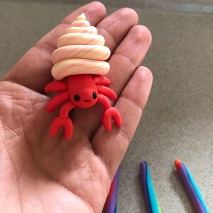 Red Crab Figurine - Cute Sea Hermit Polymer Clay Miniature - Etsy