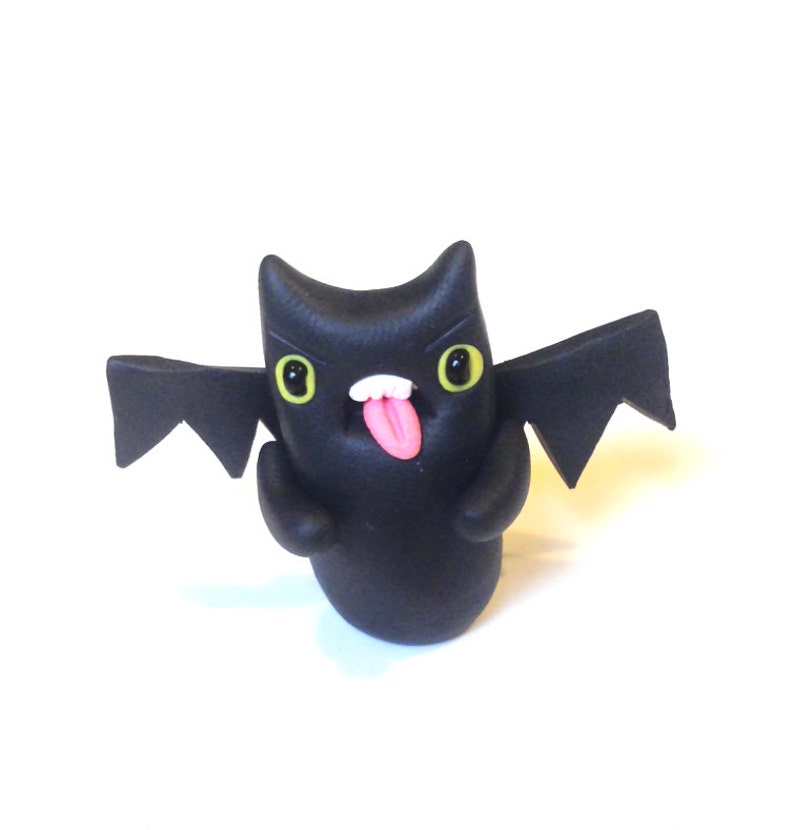 Bat Miniature, Cute Little Black Bat Figurine Fimo - Polymer Clay ...