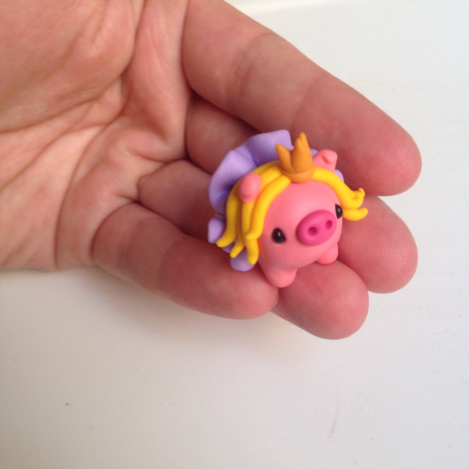 Polymer Clay Miniature Pink Pig Princess Cute Little Fimo - Etsy