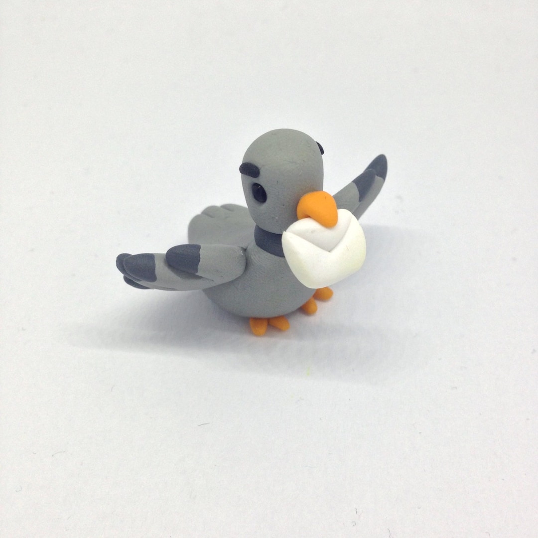 Kawaii Pigeon Post Clay Fimo Figurine Cute Kawaii Style Flying Bird ...