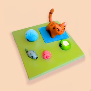 Polymer Clay Cat Set , Cute Figurine Fimo Cats - Kawaii Style Cat Kit ...
