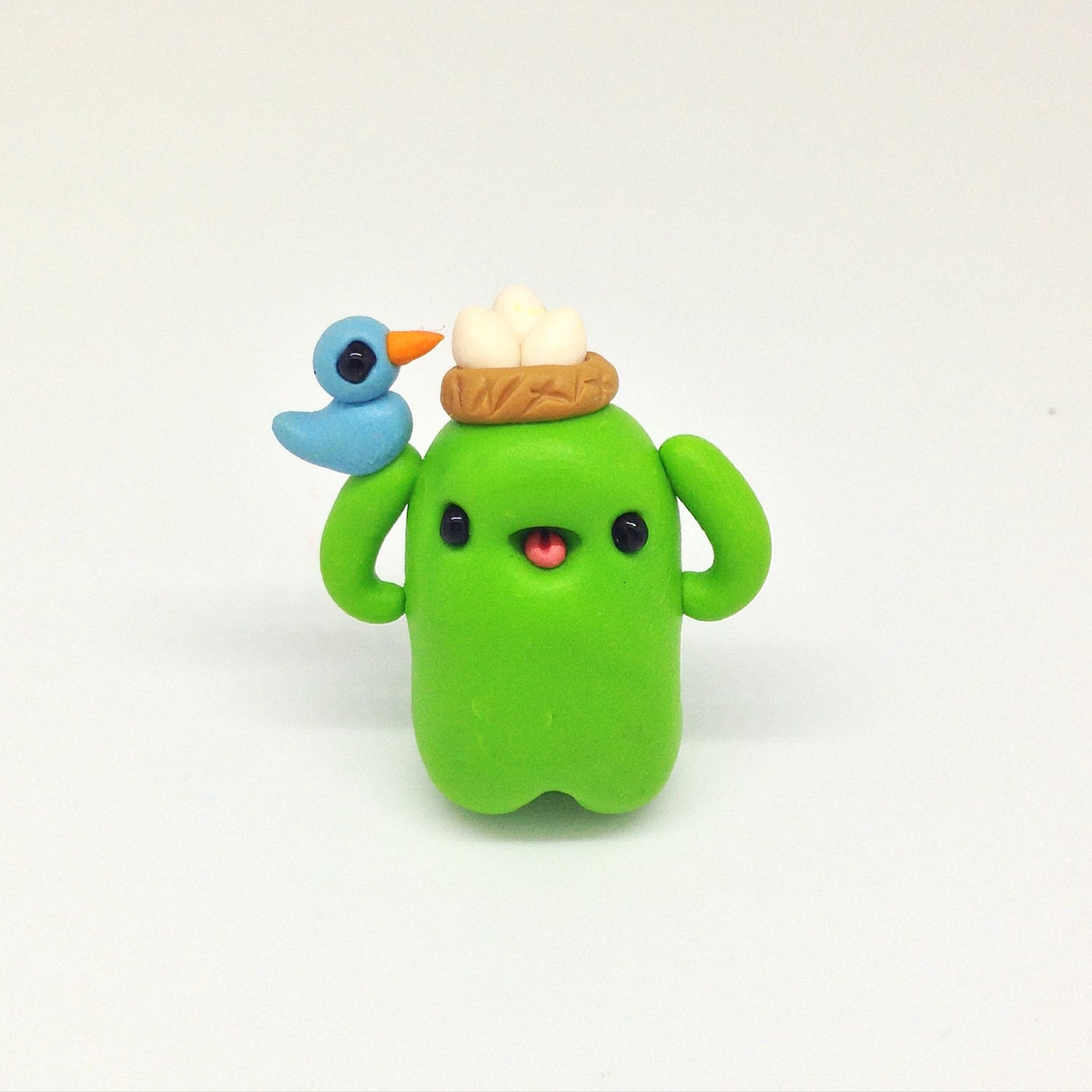 Miniature Cute Little Green Creature with a Bird's Nest | Etsy