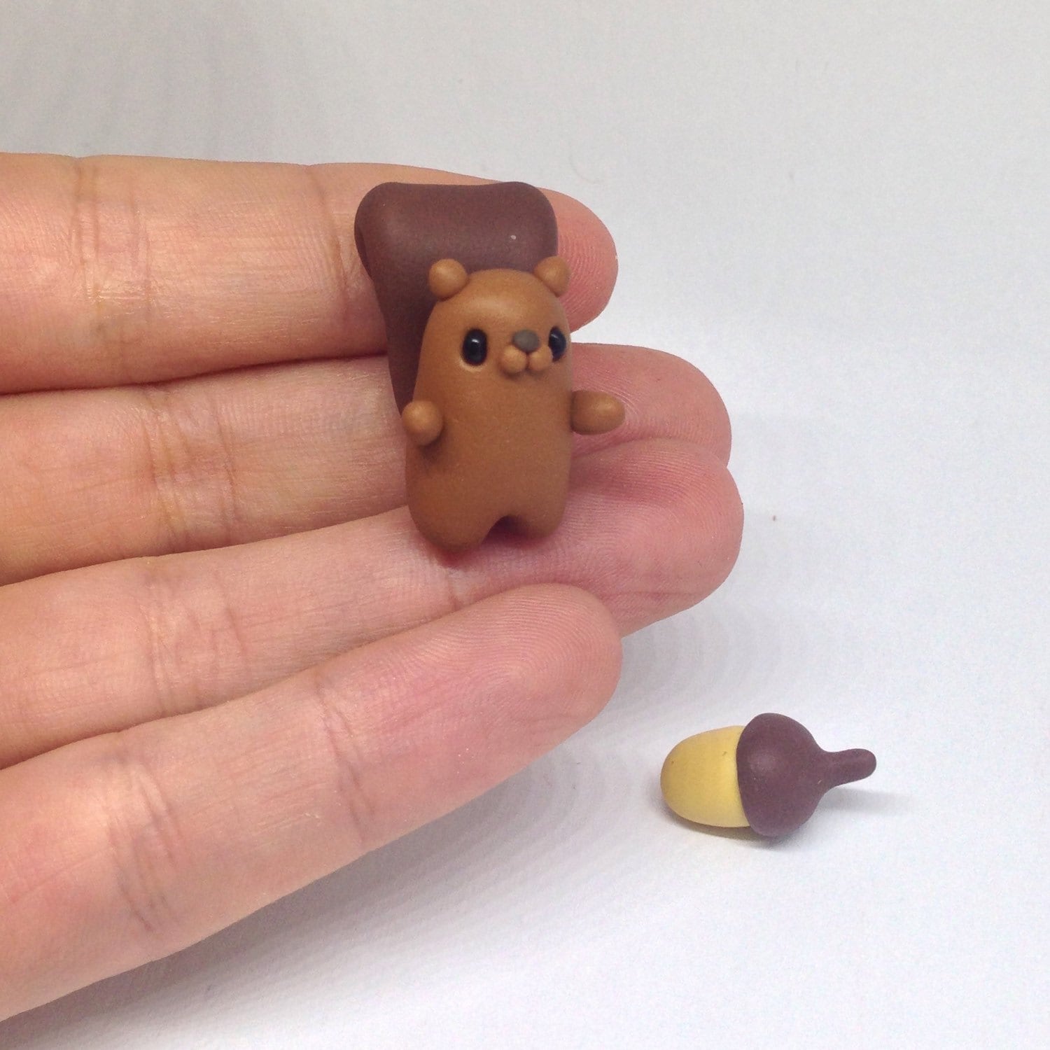 Miniature Squirrel and Acorn Cute Little Polymer Clay - Etsy Norway