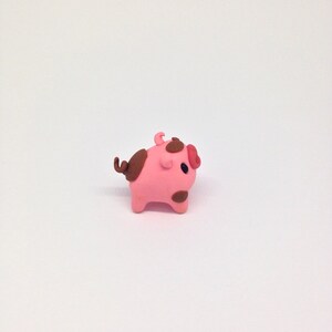 Polymer Clay Miniature Pink Pig, Cute Little Fimo Figurines Kawaii ...