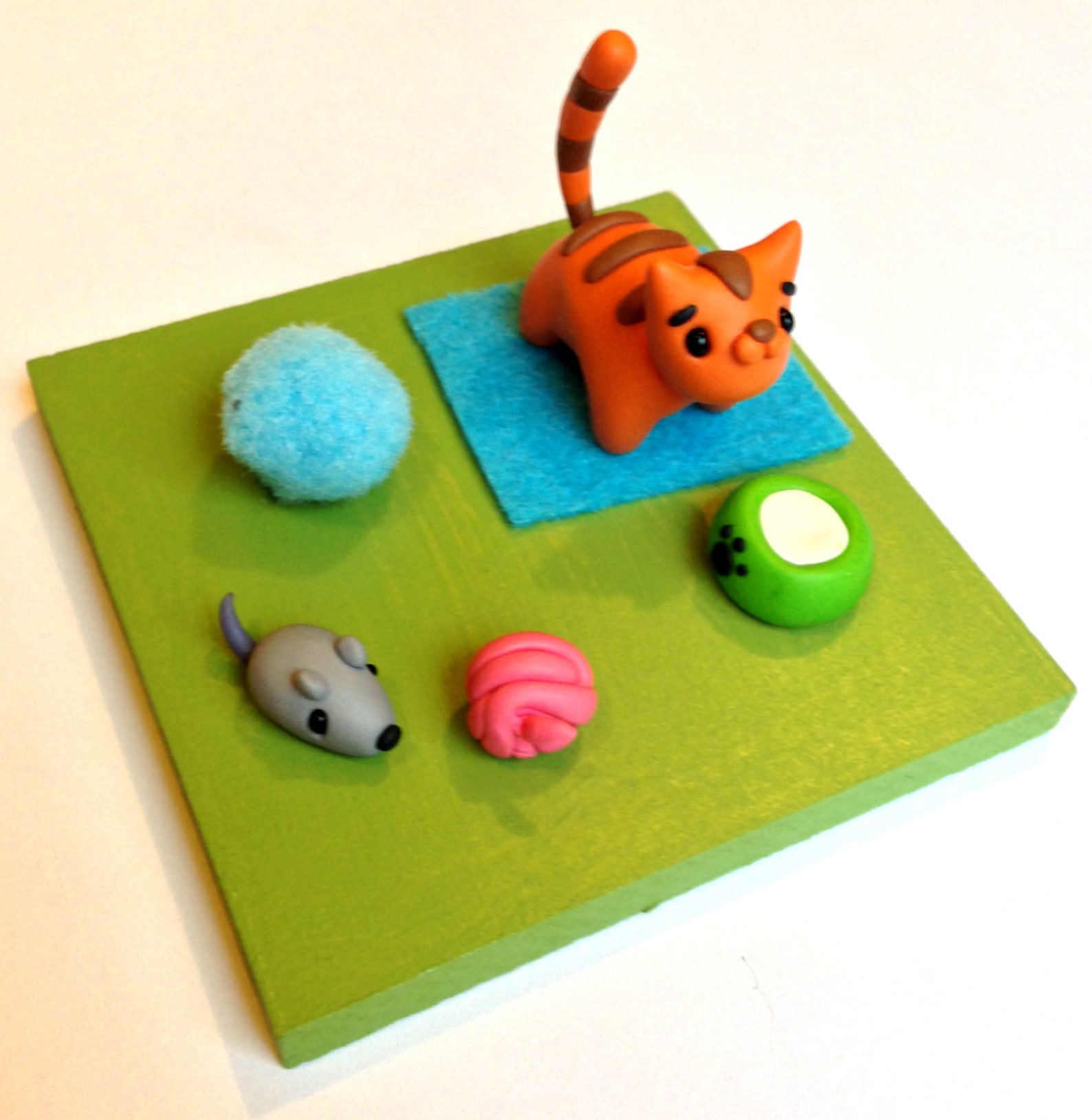 Polymer Clay Cat Set , Cute Figurine Fimo Cats - Kawaii Style Cat Kit ...