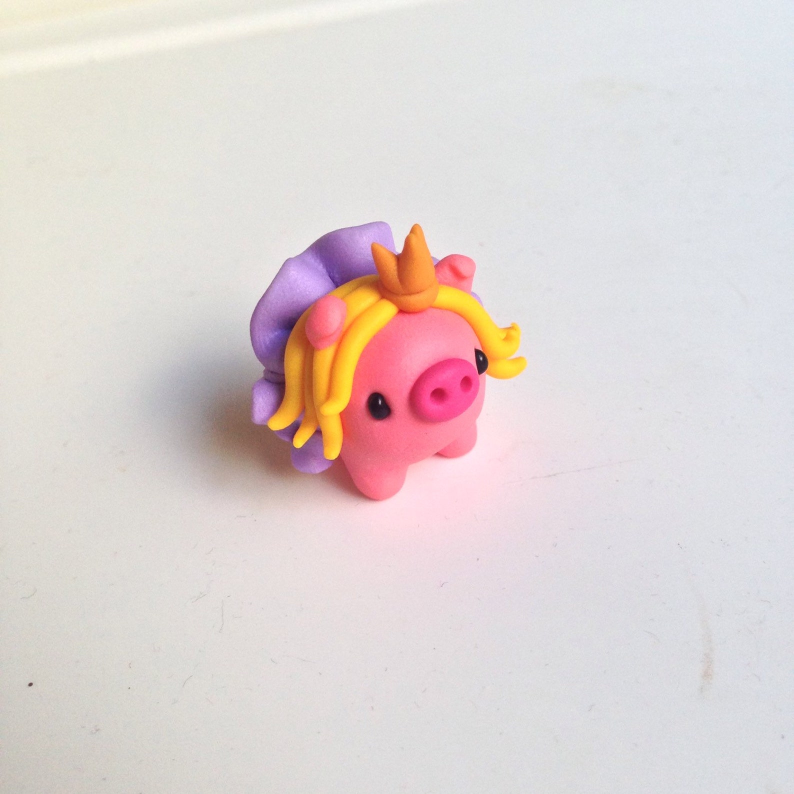 Polymer Clay Miniature Pink Pig Princess Cute Little Fimo - Etsy