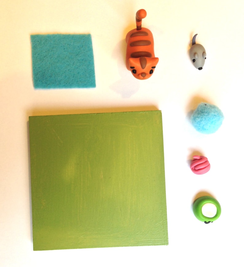 Polymer Clay Cat Set , Cute Figurine Fimo Cats - Kawaii Style Cat Kit ...