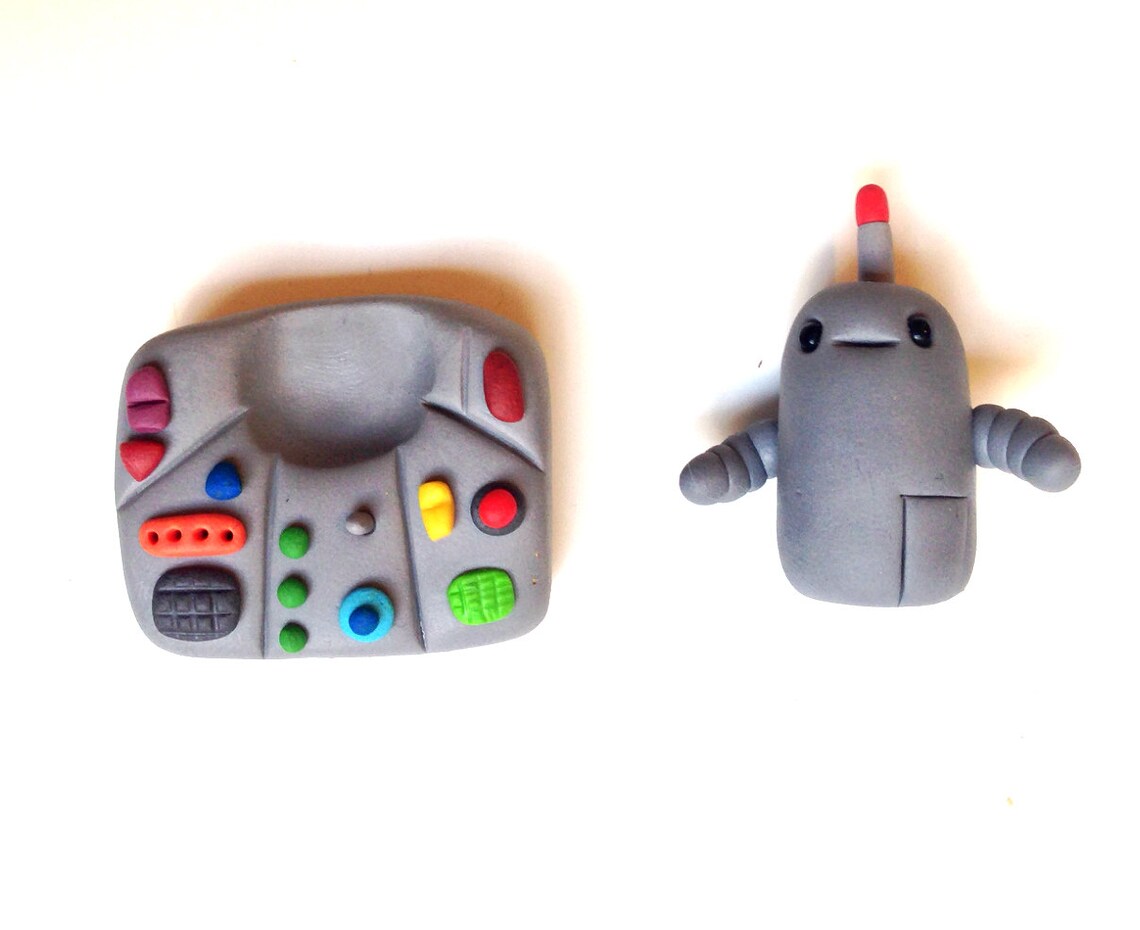 Robot Miniature Cute Robot with a Docking Station Figurine | Etsy