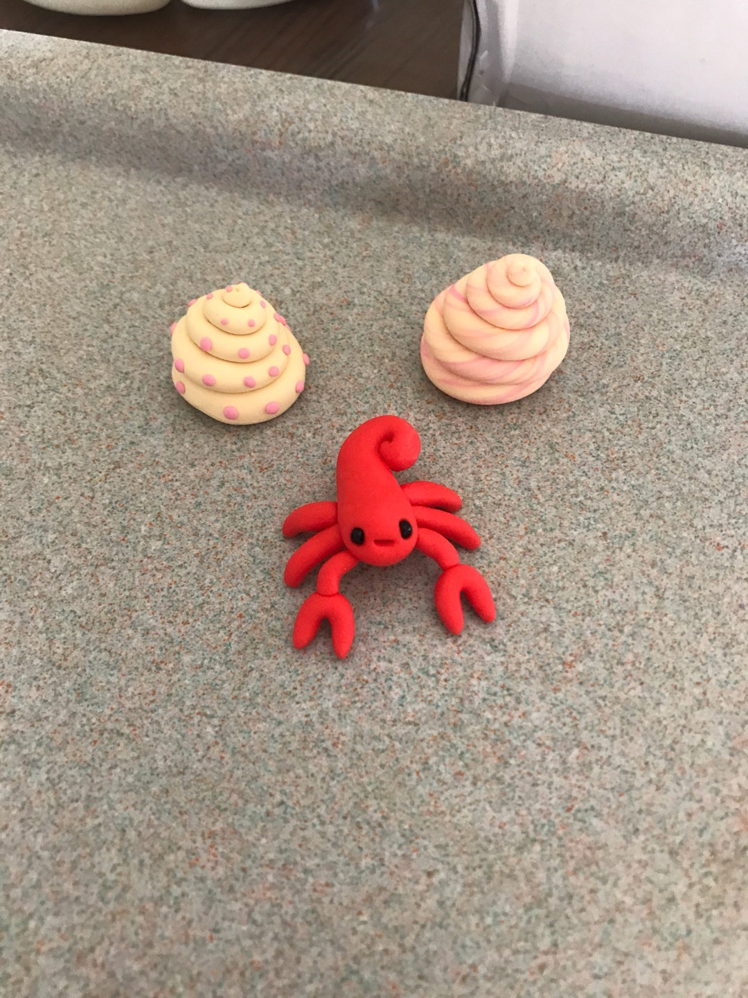Red Crab Figurine - Cute Sea Hermit Polymer Clay Miniature - Etsy