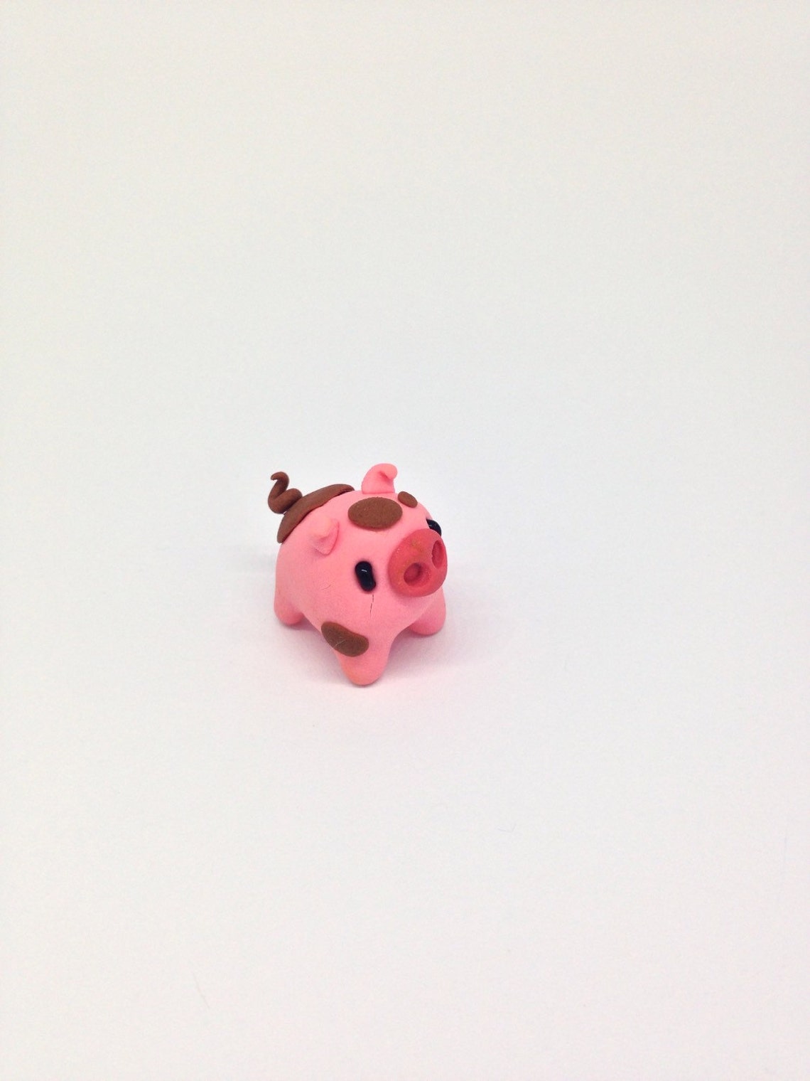 Polymer Clay Miniature Pink Pig, Cute Little Fimo Figurines Kawaii ...