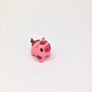 Polymer Clay Miniature Pink Pig, Cute Little Fimo Figurines Kawaii ...
