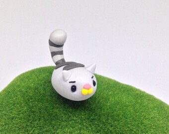 Polymer Clay Miniature Grey Cat Cute Figurine Fimo Cats | Etsy
