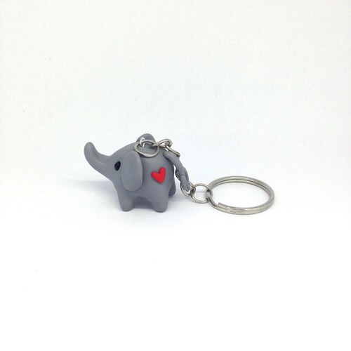 Polymer Clay Miniature Elephant Keychain Cute Little Fimo - Etsy