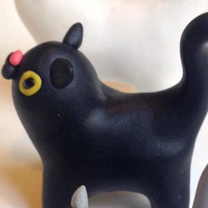 Polymer Clay Miniature Black Cat , Cute Figurine Fimo Cat - Kawaii ...
