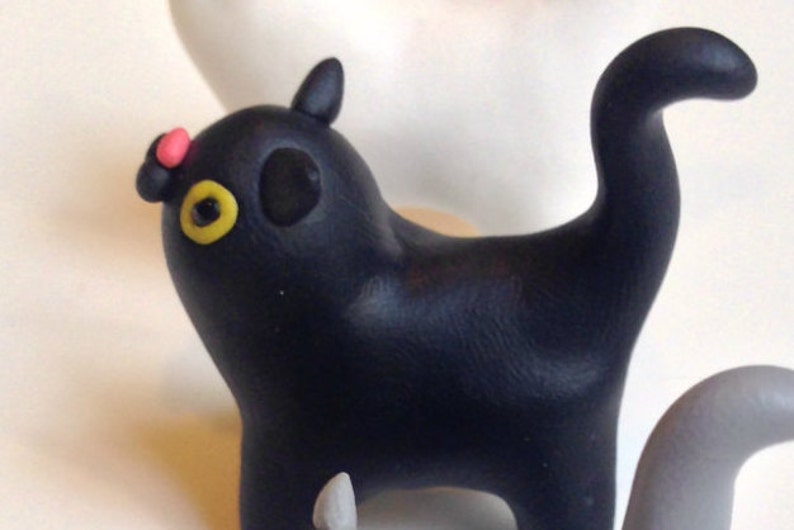 Polymer Clay Miniature Black Cat Cute Figurine Fimo Cat - Etsy