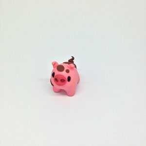 Polymer Clay Miniature Pink Pig, Cute Little Fimo Figurines Kawaii ...