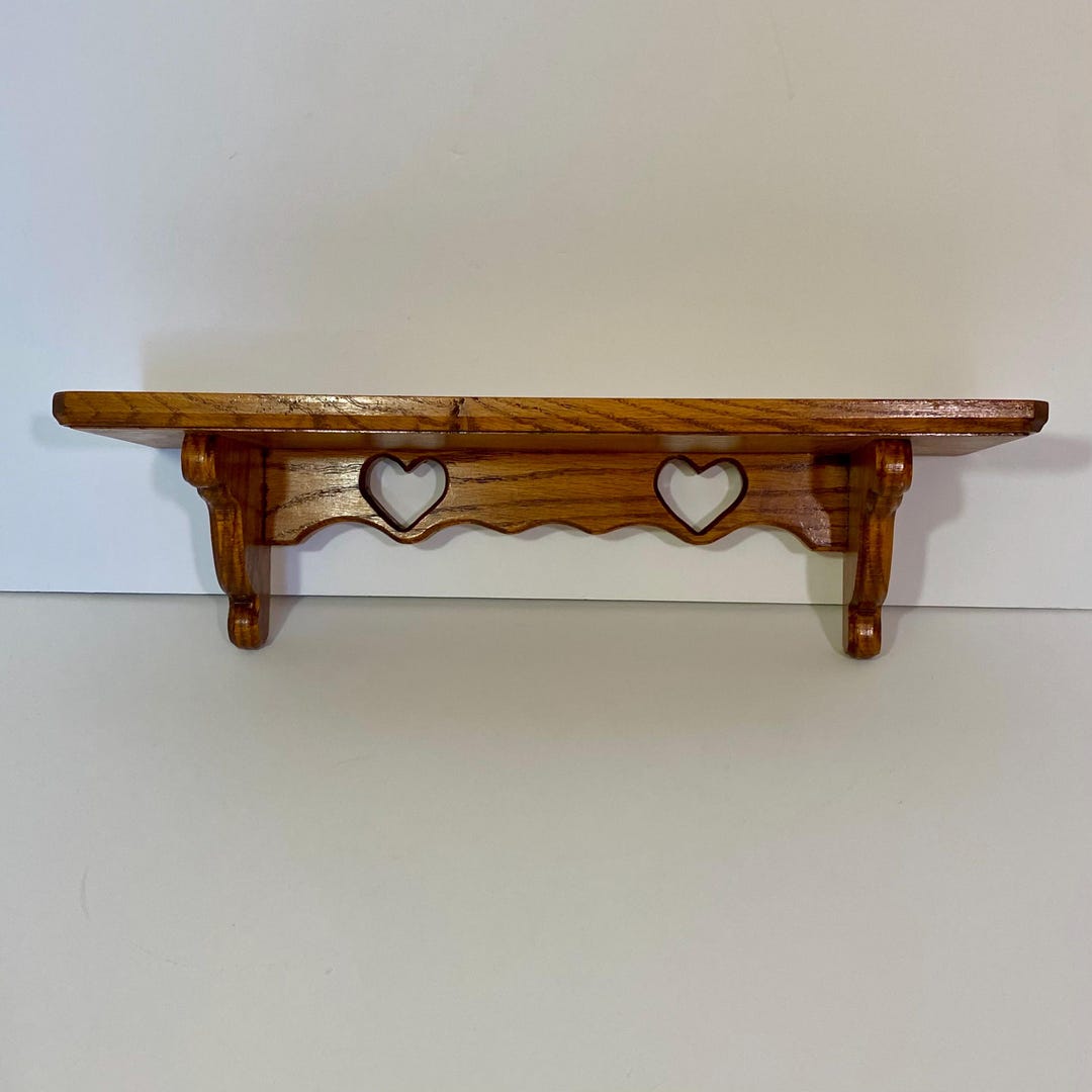 Vintage 90s Wooden Display Shelf With Heart Cutouts Vintage Cottagecore ...