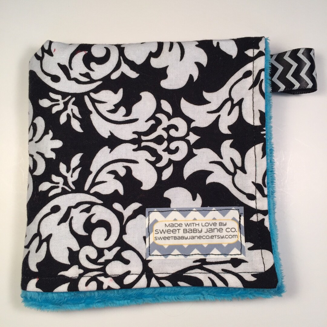 Darling Damask Minky Lovie - Mini Baby Blanket - Minky Lovey - Boy's or ...