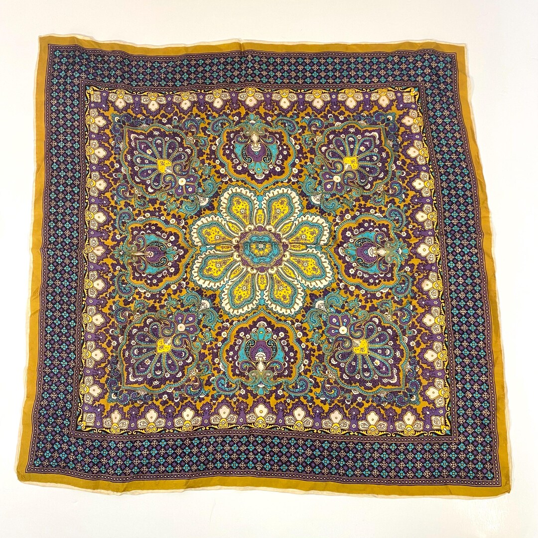 Vintage 70’s Vibrant Boho Scarf - 70’s Scarf - Vintage Hair Scarf - Etsy