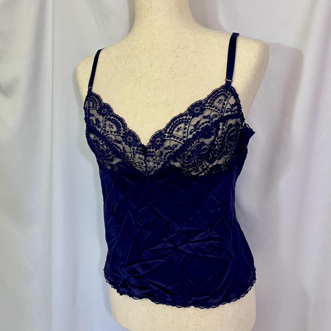 Vintage Vassarette Navy Blue Lace Camisole Size 38 Medium Large ...