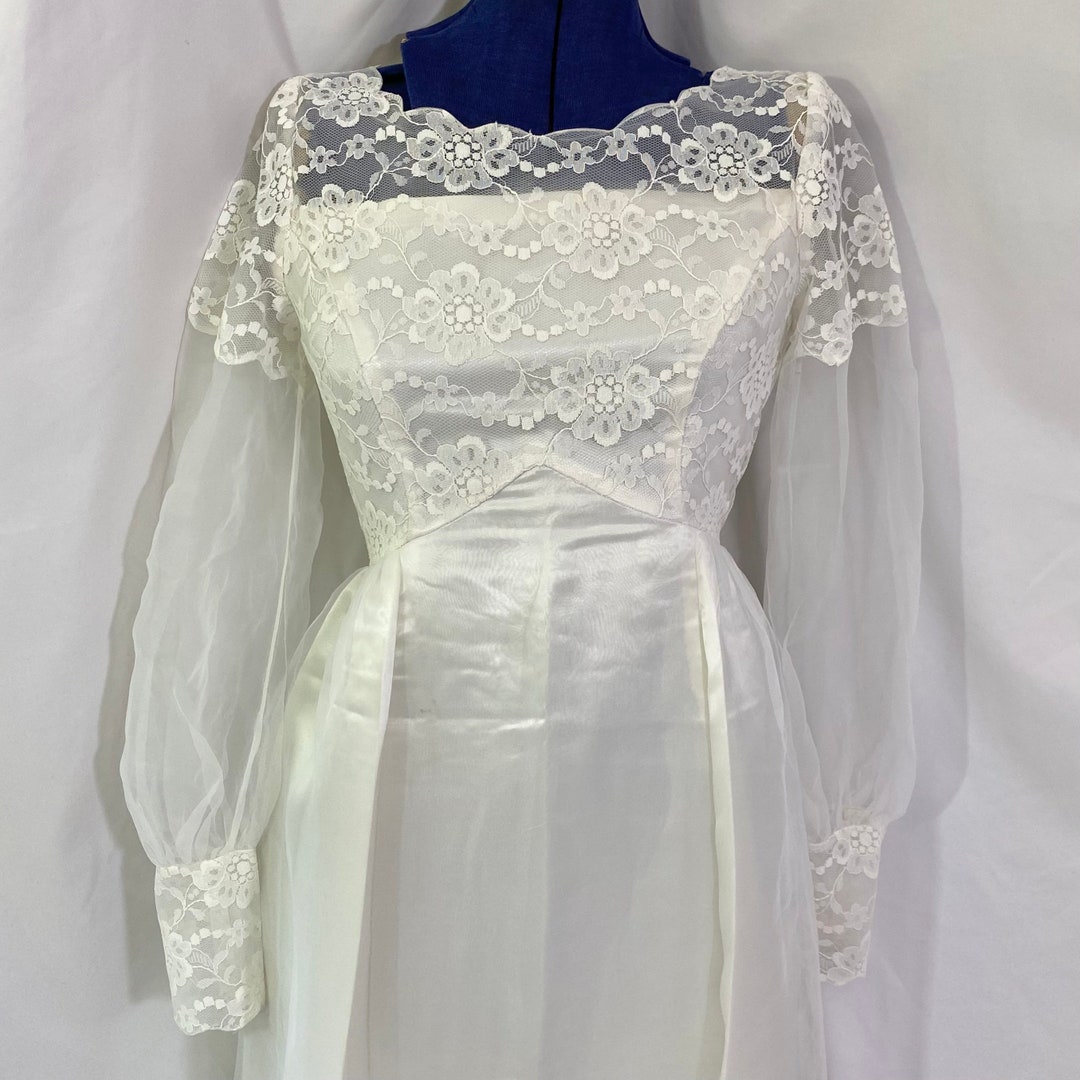 Vintage 1971 Handmade Wedding Dress Petite Small Medium - 70’s Wedding ...